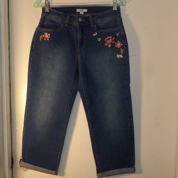 croft & barrow | Jeans | Euc Croft Barrow Embroidered Crop Jeans Sz 4 ...